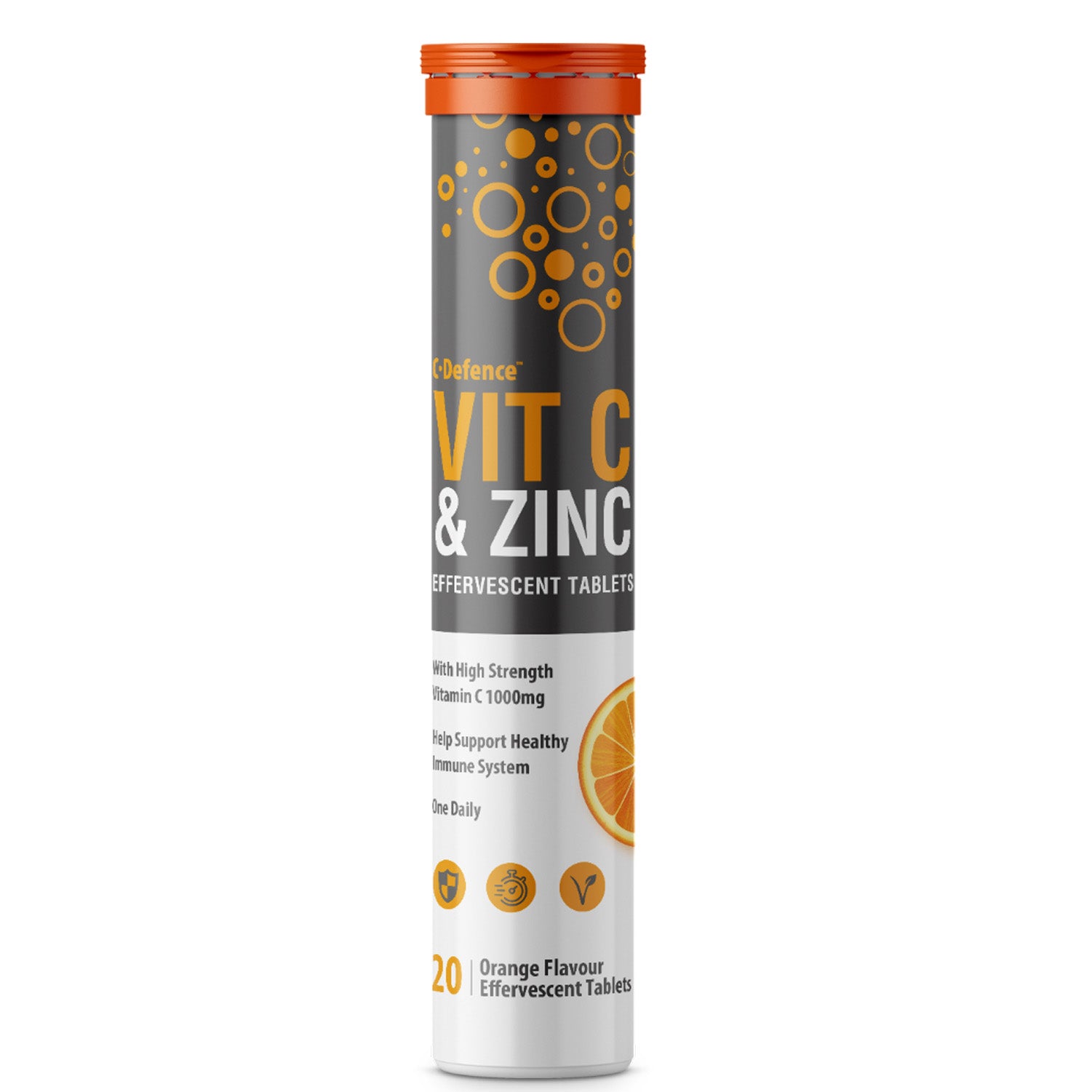 Vitamin C 1000mg & Zinc 15mg Orange Flavour Effervescent - ClubVitsUK